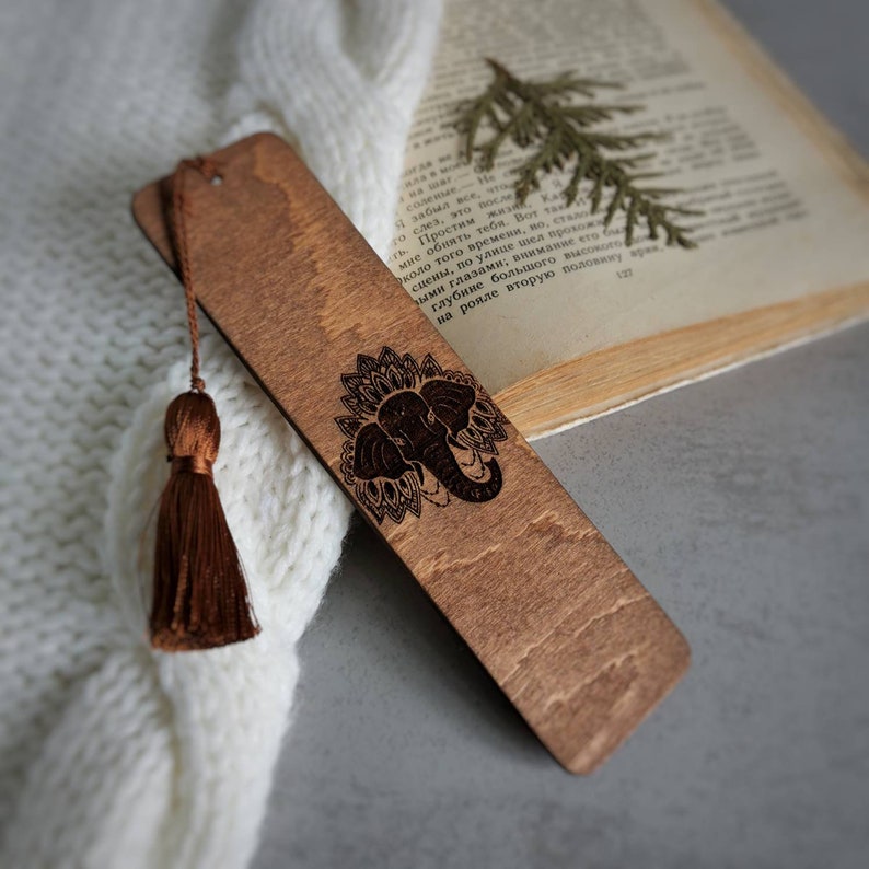 Elephant Bookmark Safari Animal Engraved Wooden Book Mark With - Etsy