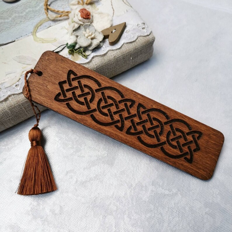 Celtic Bookmark Engraved Wooden Bookmark With Tassel Irish - Etsy