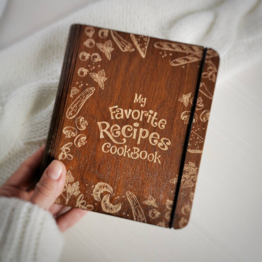 Custom Recipe Book Binder, Personalized Wooden Recipe Writing Journal ...