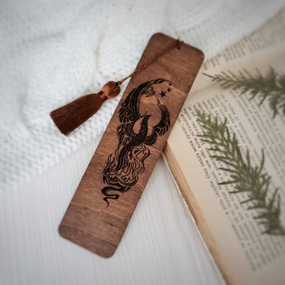 Personalized Phoenix Bookmark, Custom Firebird Engraved Wooden Book ...