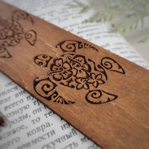 Sea Turtle Bookmark Engraved Wooden Bookmark With Tassel Marine Animals ...