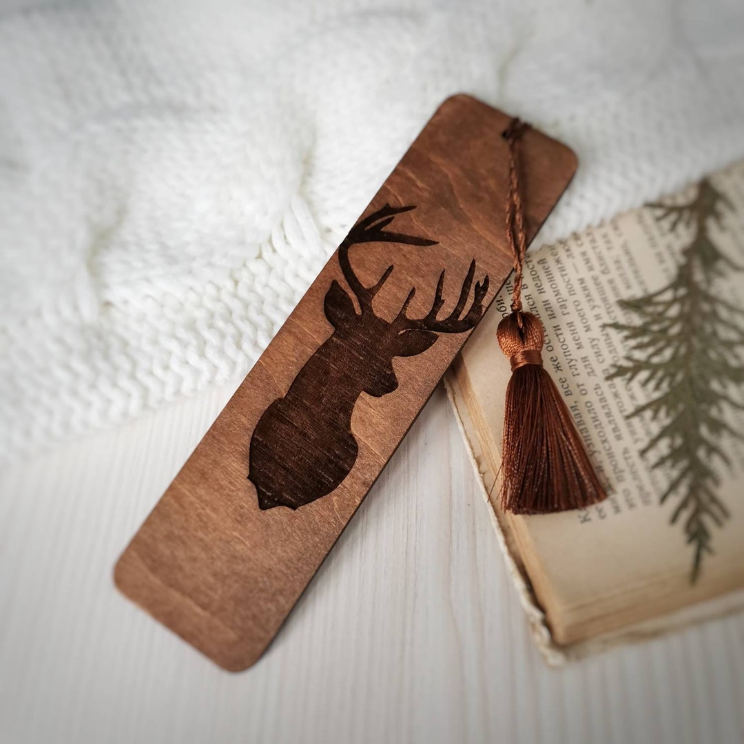 Christmas Deer Bookmark, Personalized Engraved Wooden Bookmark With ...