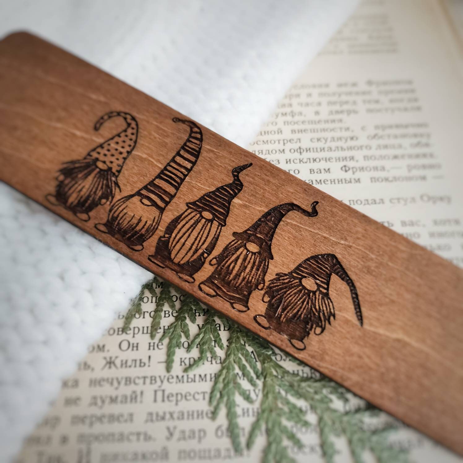 Gnome Bookmark Christmas Gnomes Engraved Wooden Bookmark With Tassel ...