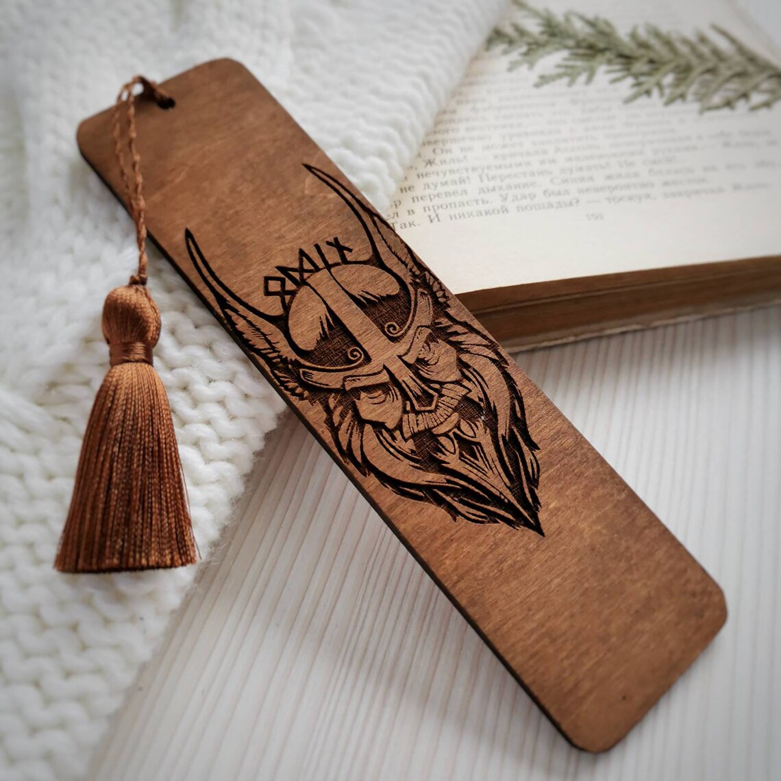 Odin Bookmark Norse Gods Engraved Wooden Book Mark With Tassel Viking ...