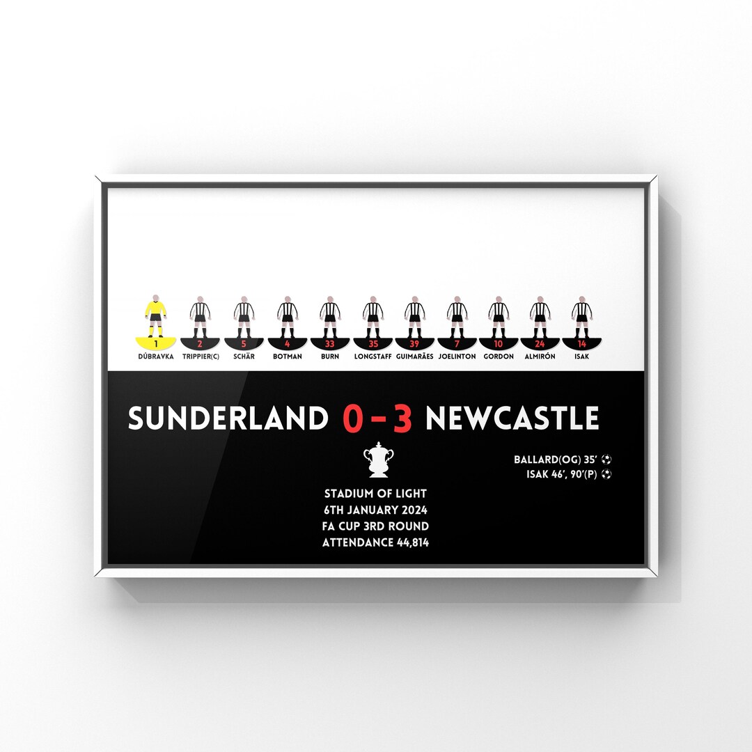 Sunderland 0 NUFC 3 FA Cup 2024 Poster - Etsy