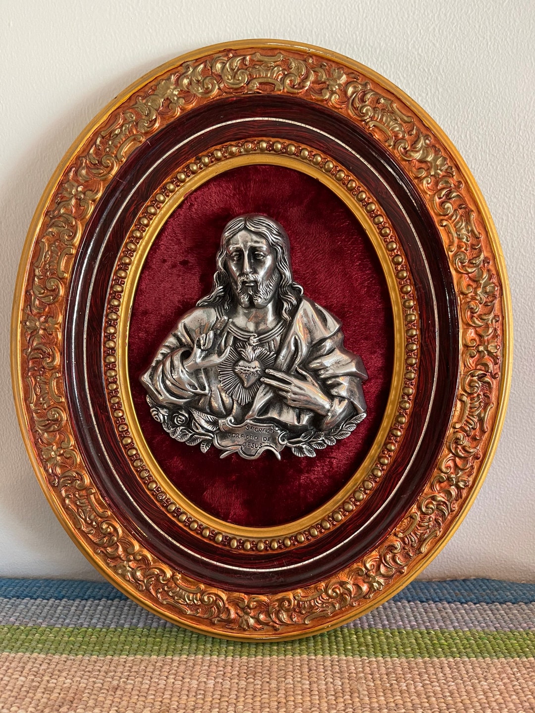 Antique Religious Wall Frame // Catholic Jesus Christ Icon // Silver ...