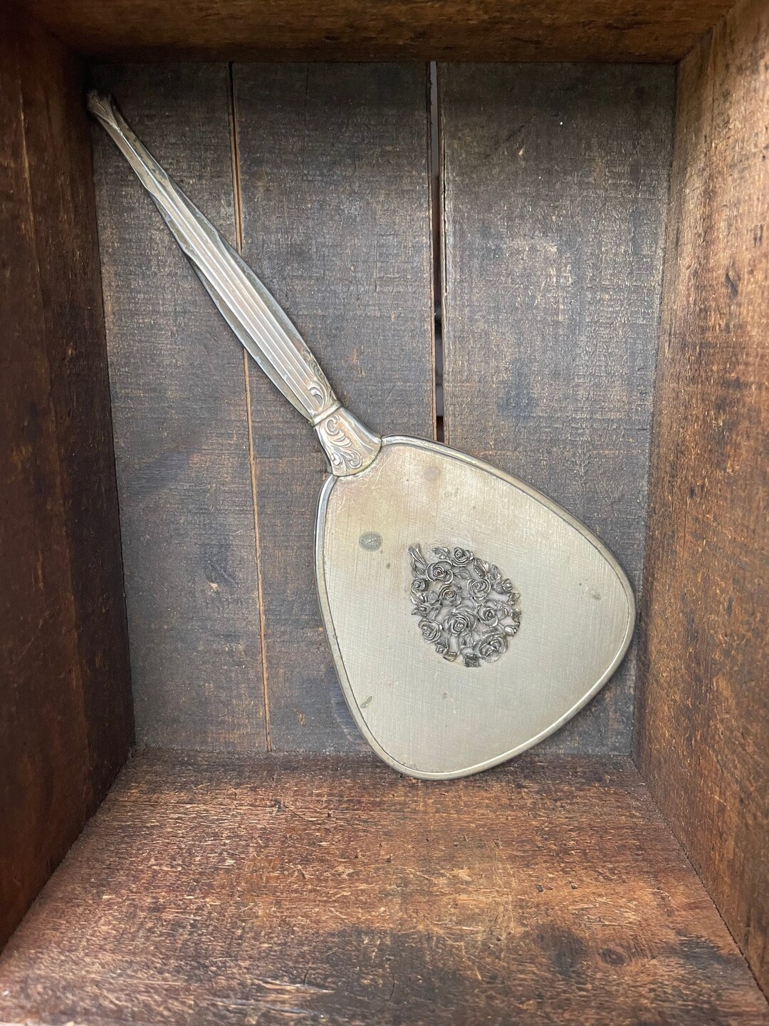 Antique Hand Mirror With Silver Rose Detailing - Etsy
