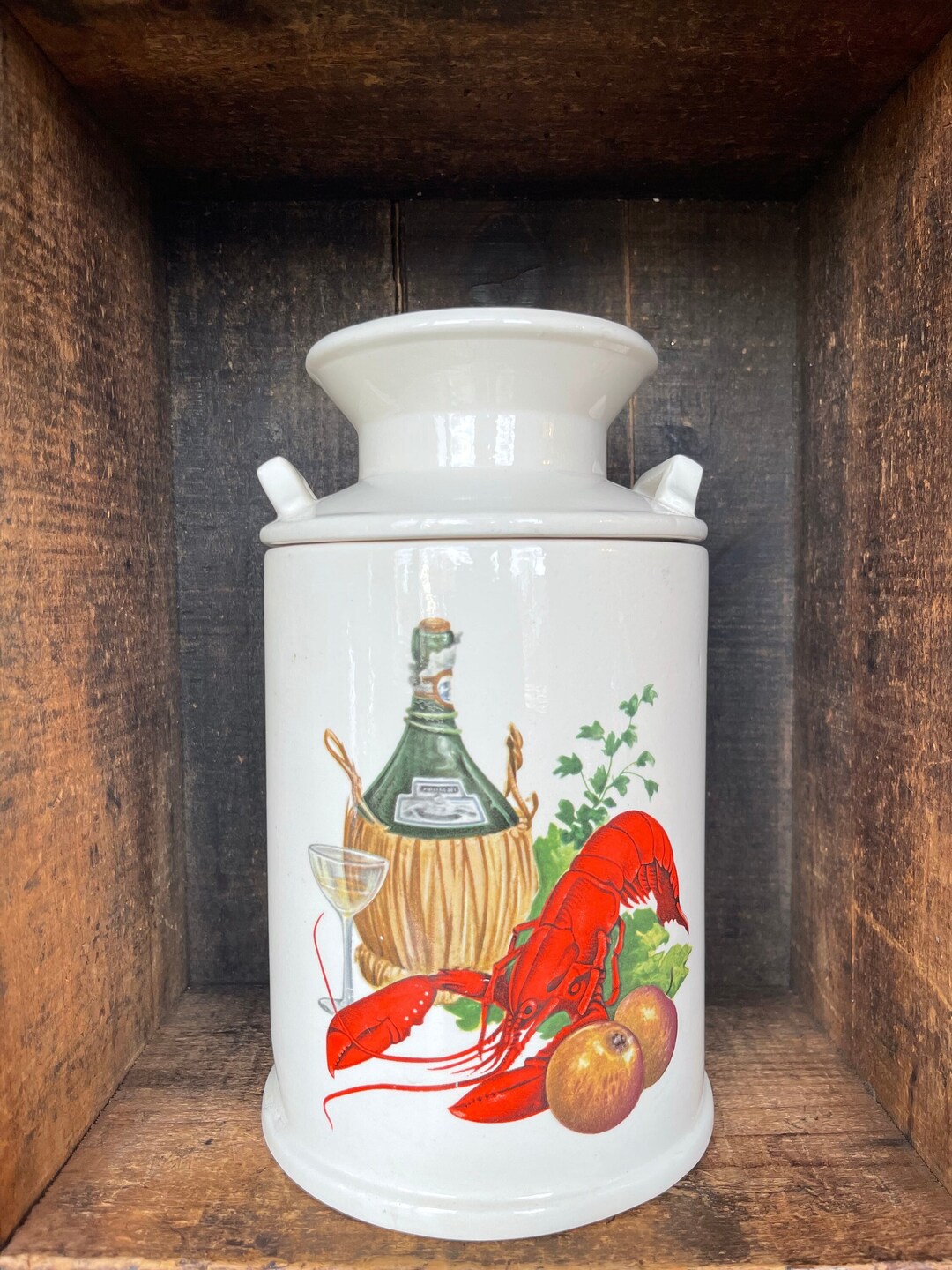 Vintage Glazed Ceramic Canister // Kitchen Container // Retro Kitchen ...