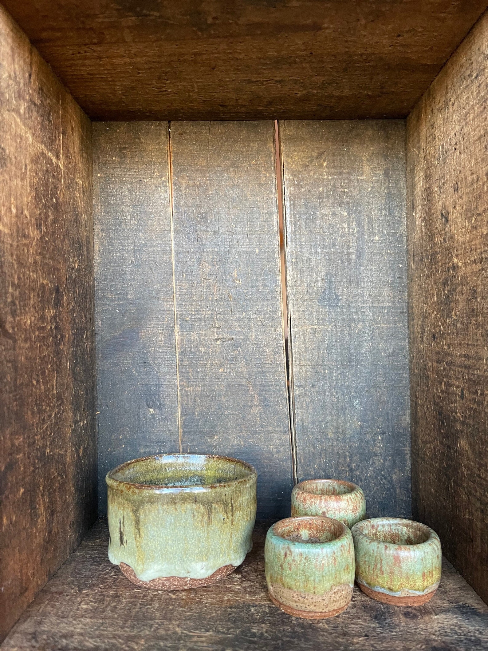 Handmade Glazed Pottery Cup With 3 Smaller Matching Cups // Unique ...