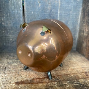 Vintage Copper Piggy Bank - Etsy