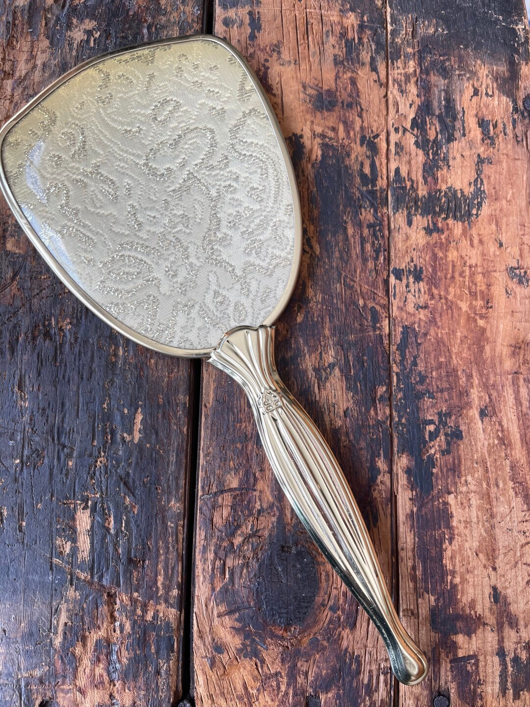 Antique Hand Mirror With Gold Demask Detailing - Etsy