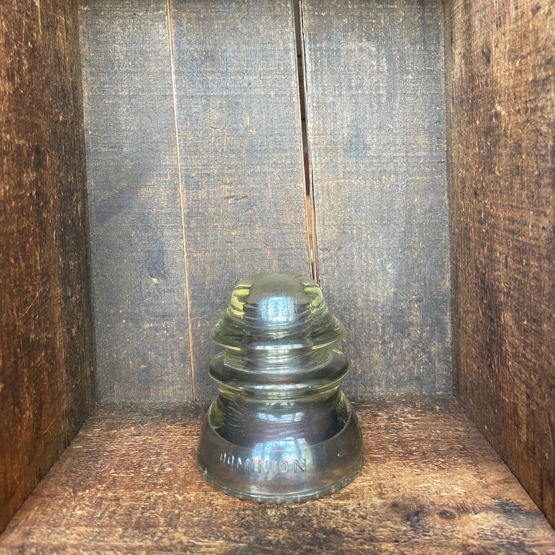 Vintage Dominion Tinted Clear Glass Insulator 42 // Industrial Decor - Etsy