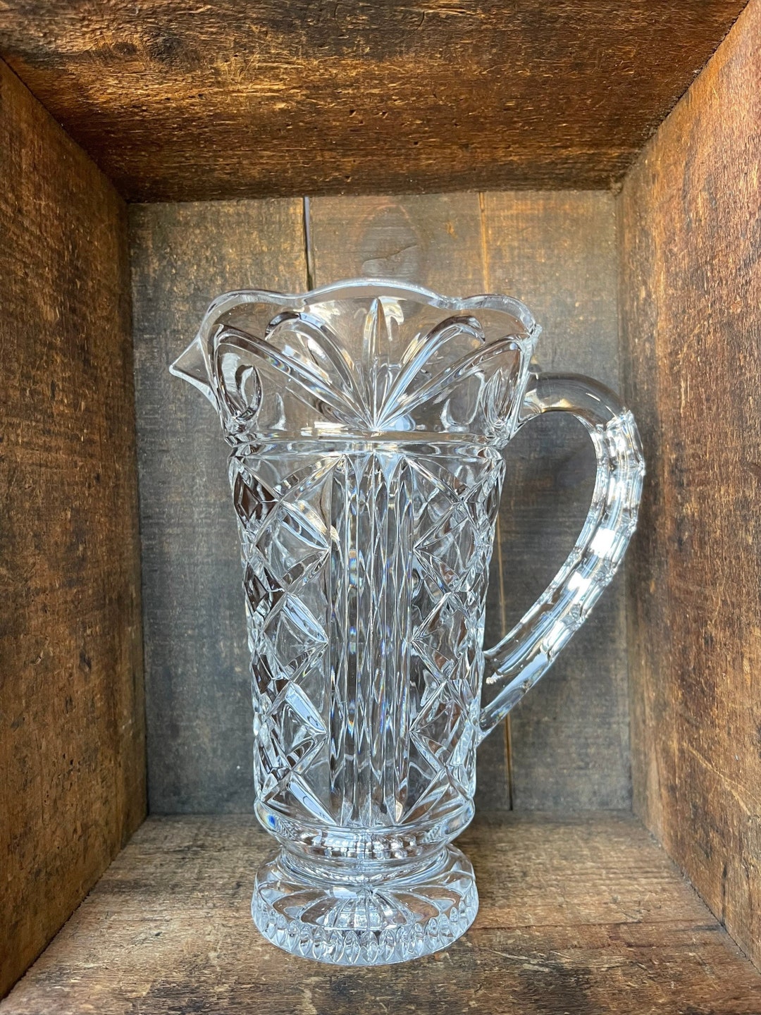Vintage Lead Crystal Table Water Pitcher // Brilliant & Clear ...