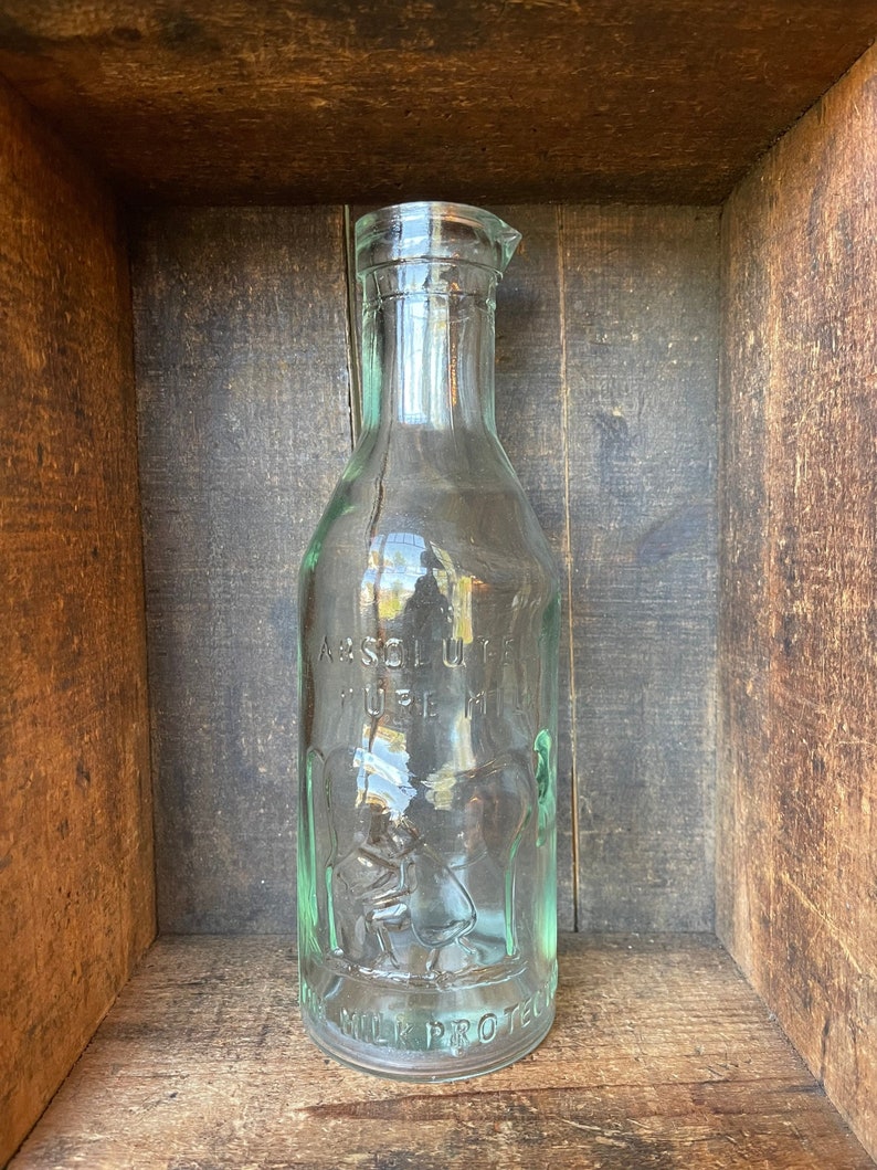 Absolutely Pure Milk Vintage Glass Bottle / Embossed Framer - Etsy