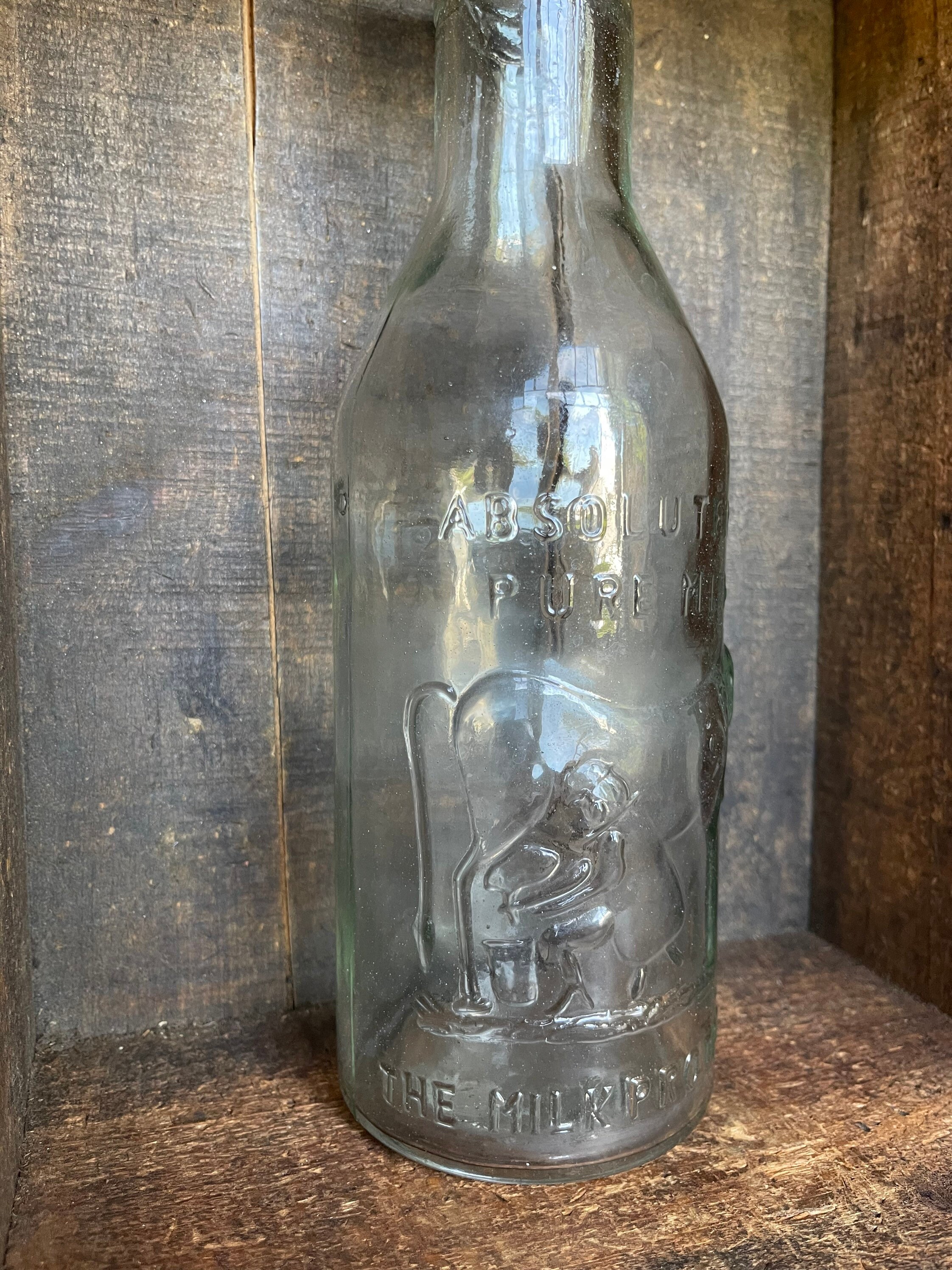 Absolutely Pure Milk Vintage Glass Bottle / Embossed Framer - Etsy