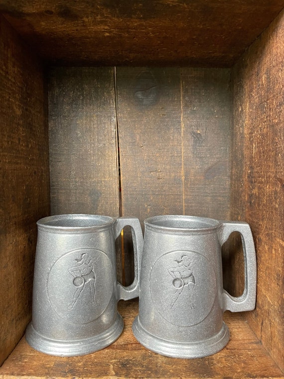 A Pair of Vintage Pewter Carson Freeport Beer Stein/mugs With | Etsy