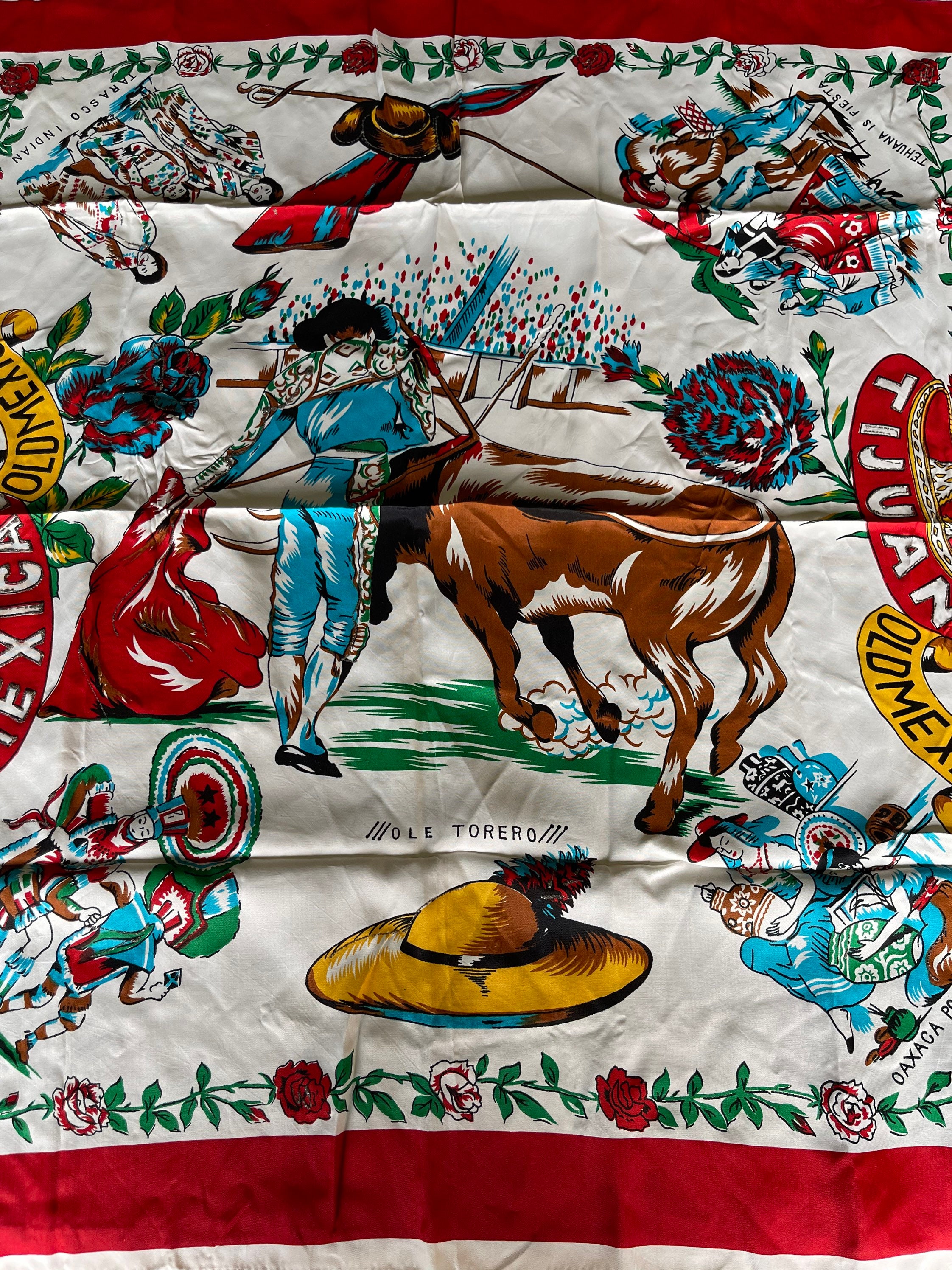 Vintage Mexicali Old Mexico Scarf // Bull Fighter - Etsy