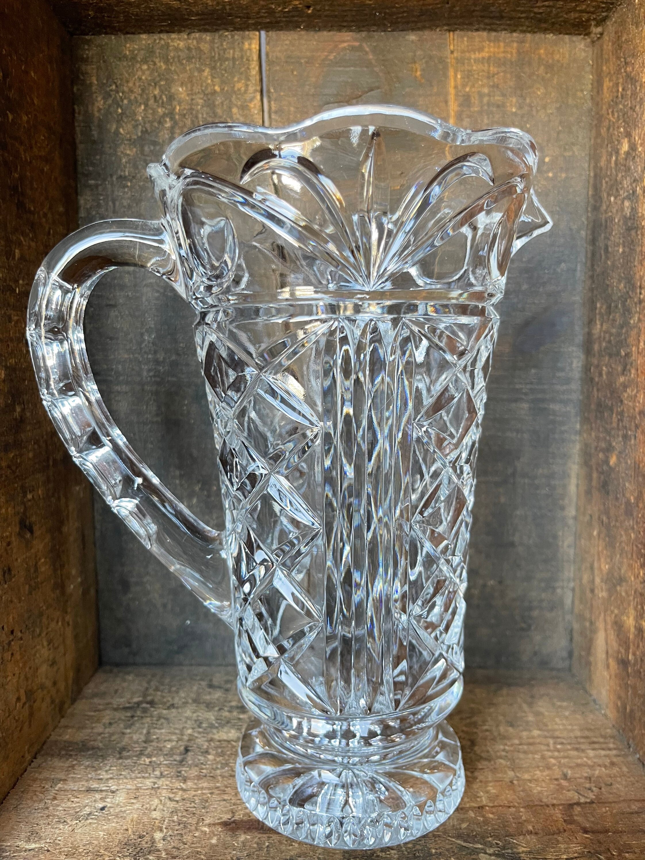 Vintage Lead Crystal Table Water Pitcher // Brilliant & Clear | Etsy
