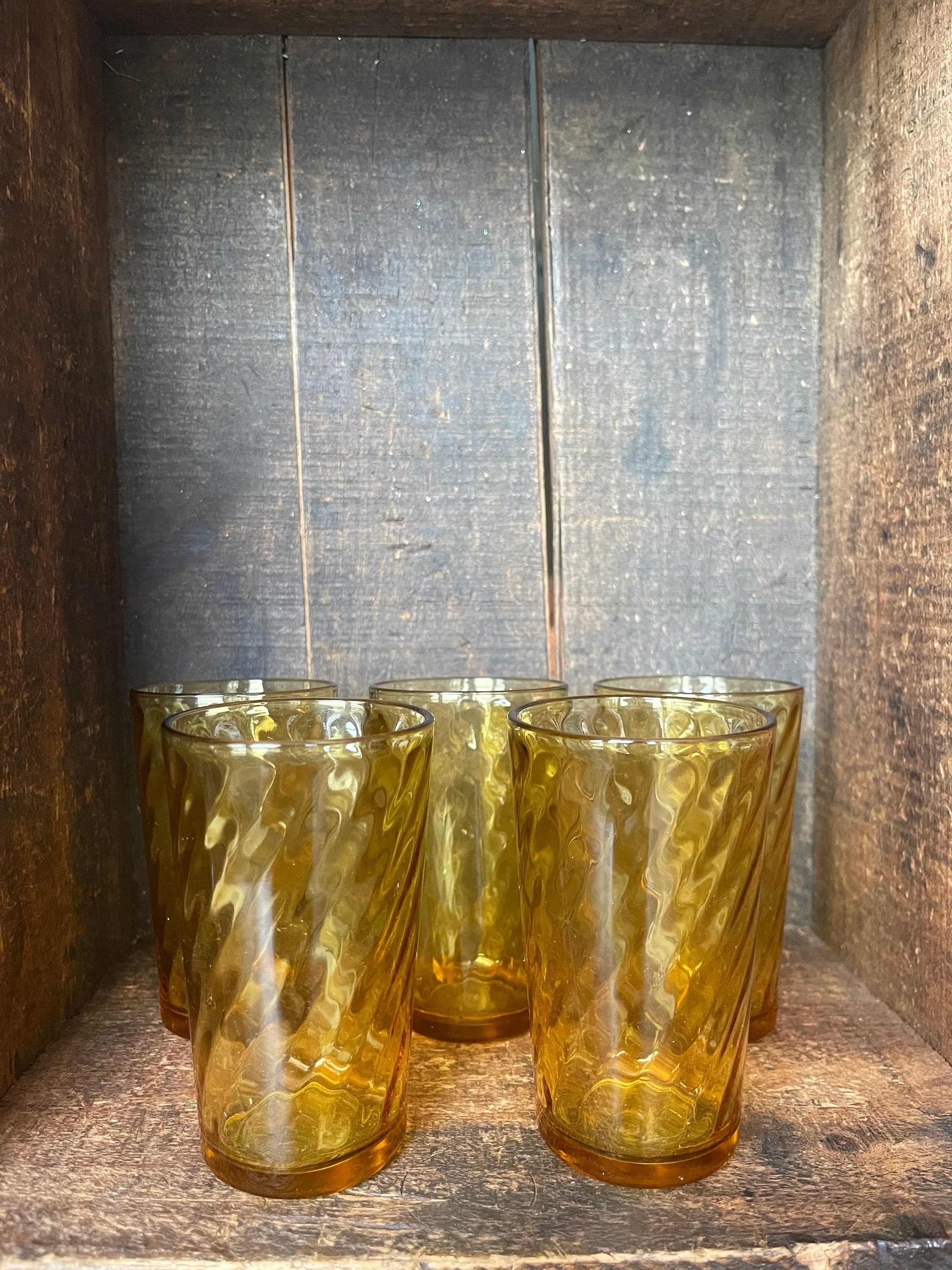Vintage Amber Water Glasses // Amber Set of Glasses // Amber - Etsy
