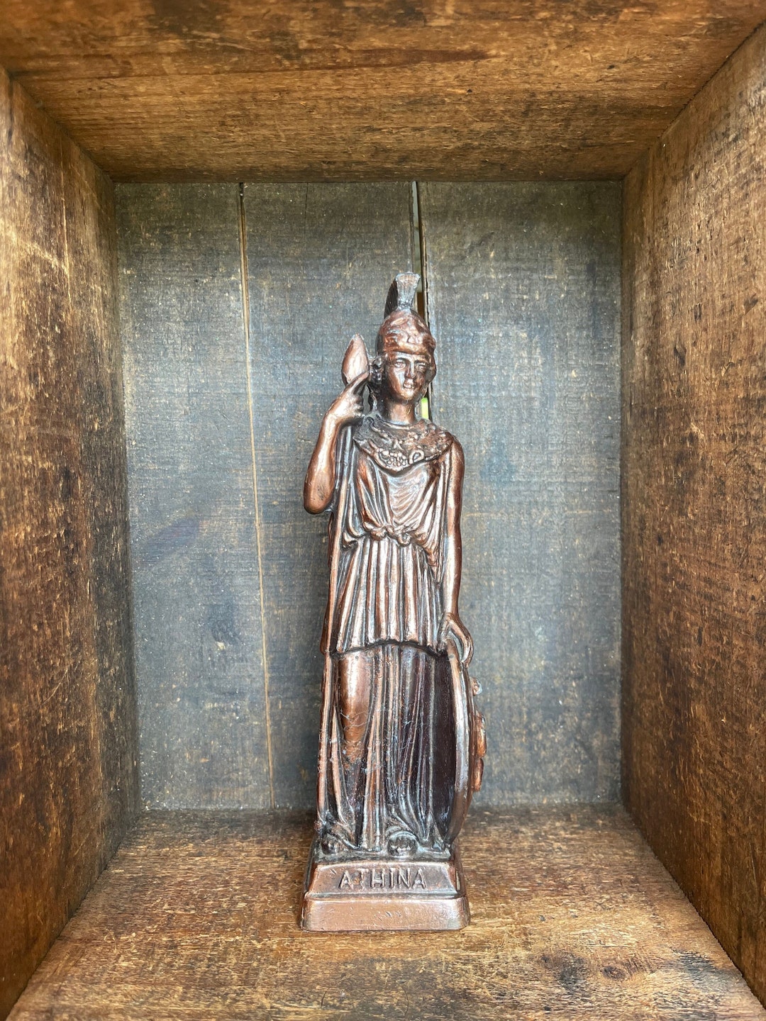 Vintage 10 Inch Cast Athena Greek Goddess Statue With a Copper Finish ...