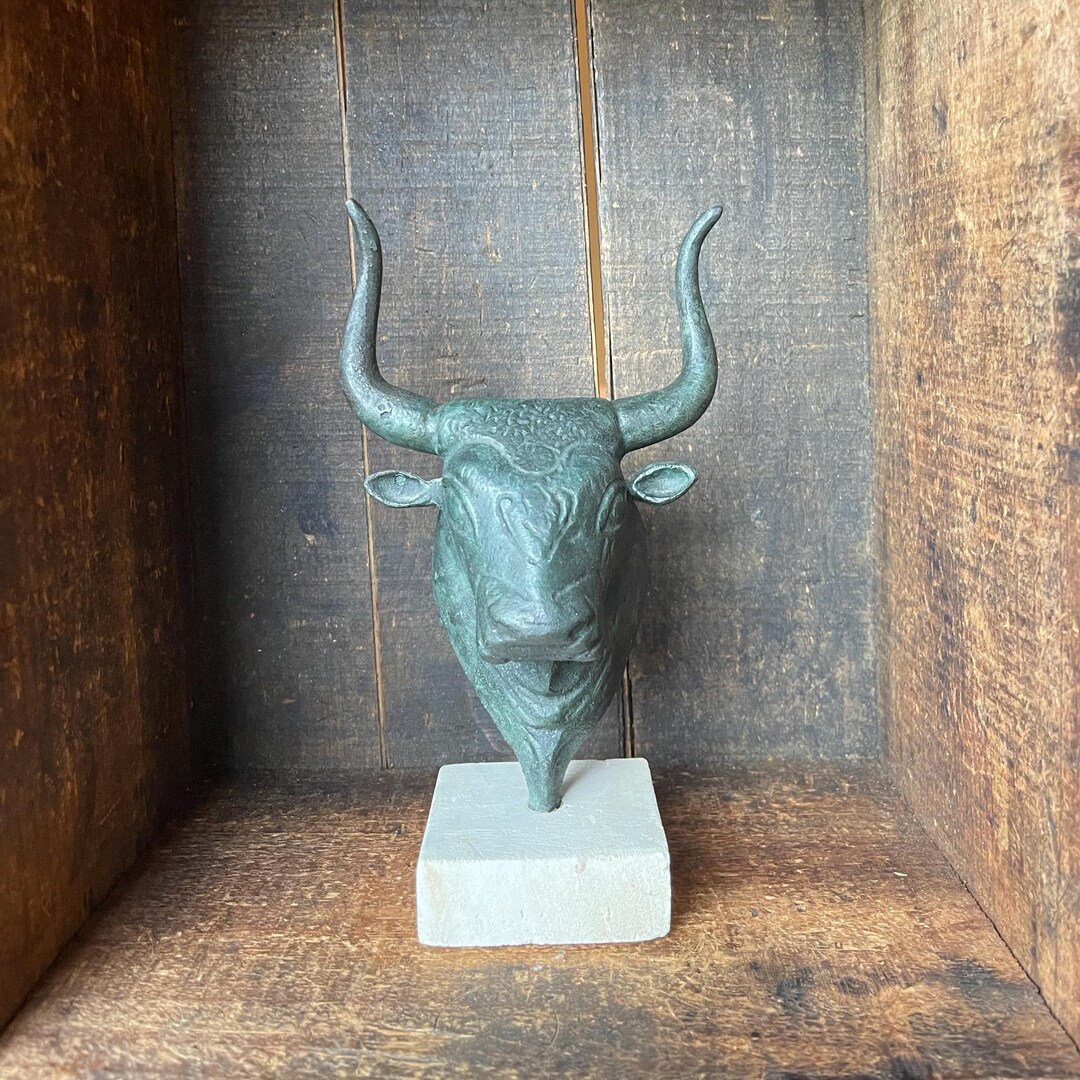 Rare // Heavy Solid Cast Iron Bull Head Statue - Etsy