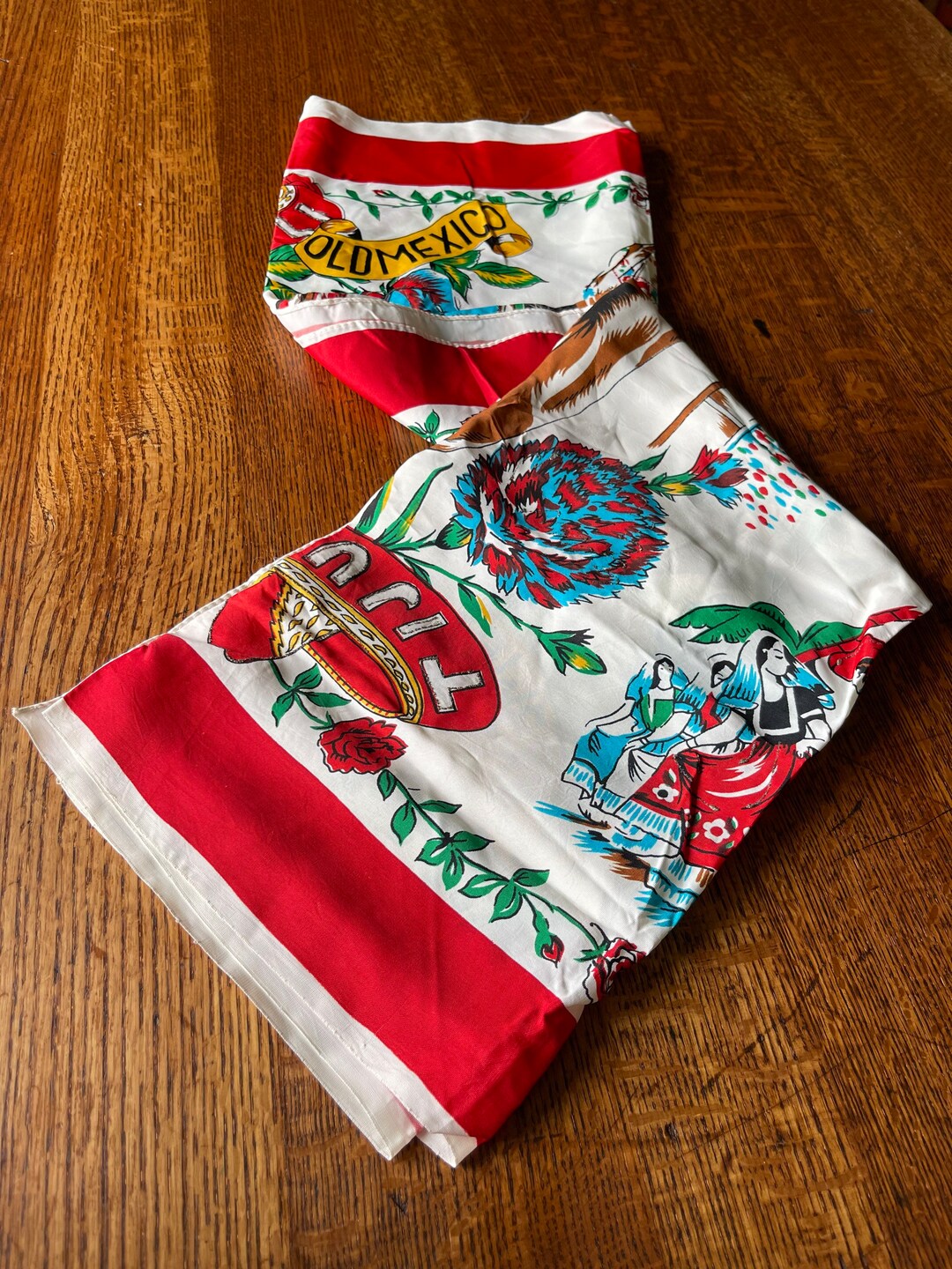 Vintage Mexicali Old Mexico Scarf // Bull Fighter - Etsy