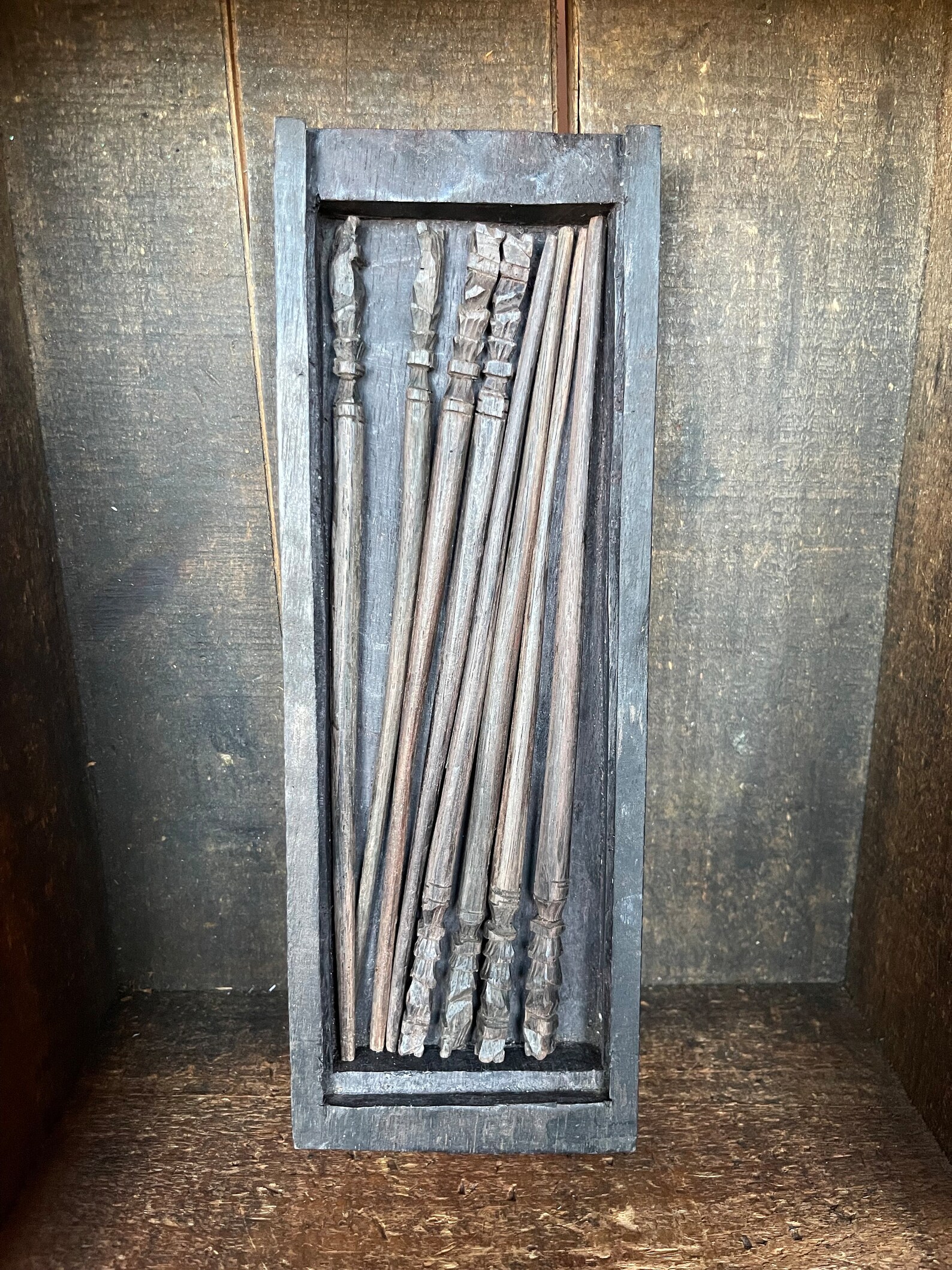 Hand Carved Wooden Chopstick Box With Lizard and Frog and Sliding Lid ...