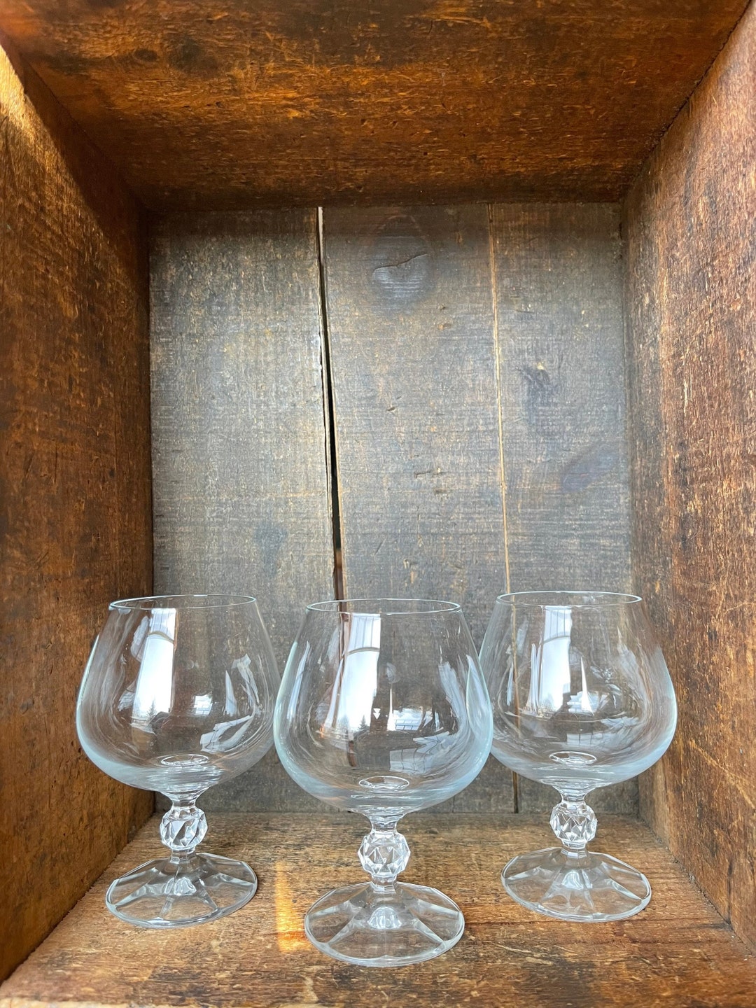 Set of 3 // Vintage Claudia Fine Crystal Brandy/cognac Snifters With a ...