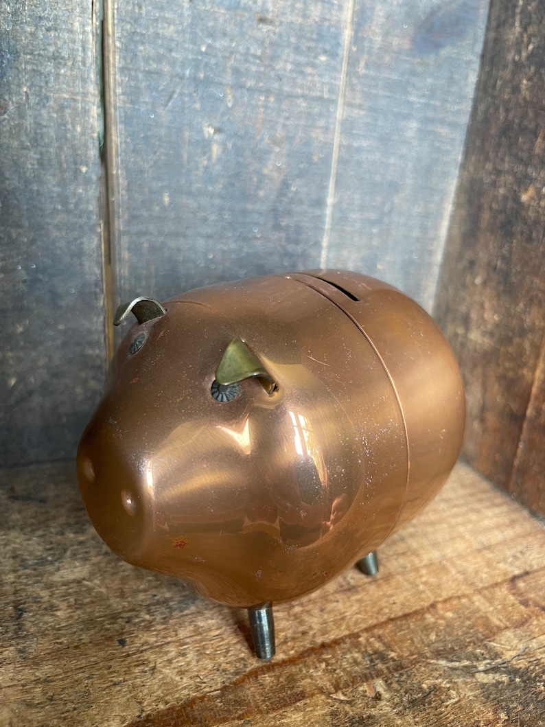 Vintage Copper Piggy Bank - Etsy