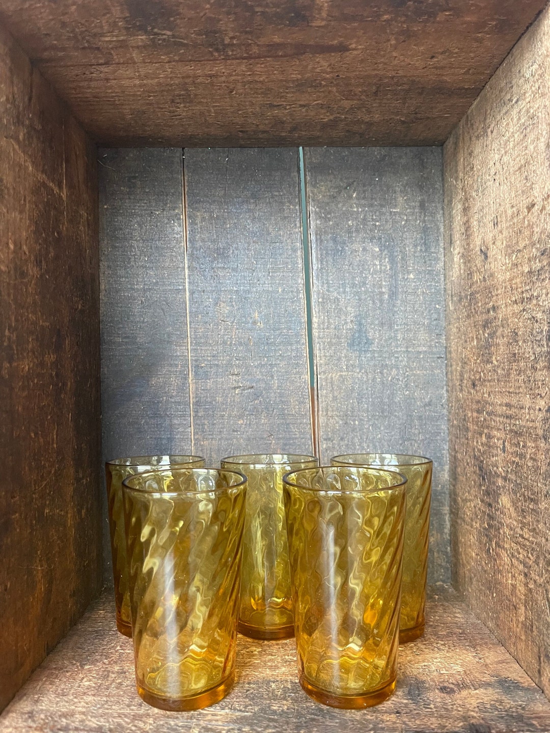 Vintage Amber Water Glasses // Amber Set of Glasses // Amber Water ...