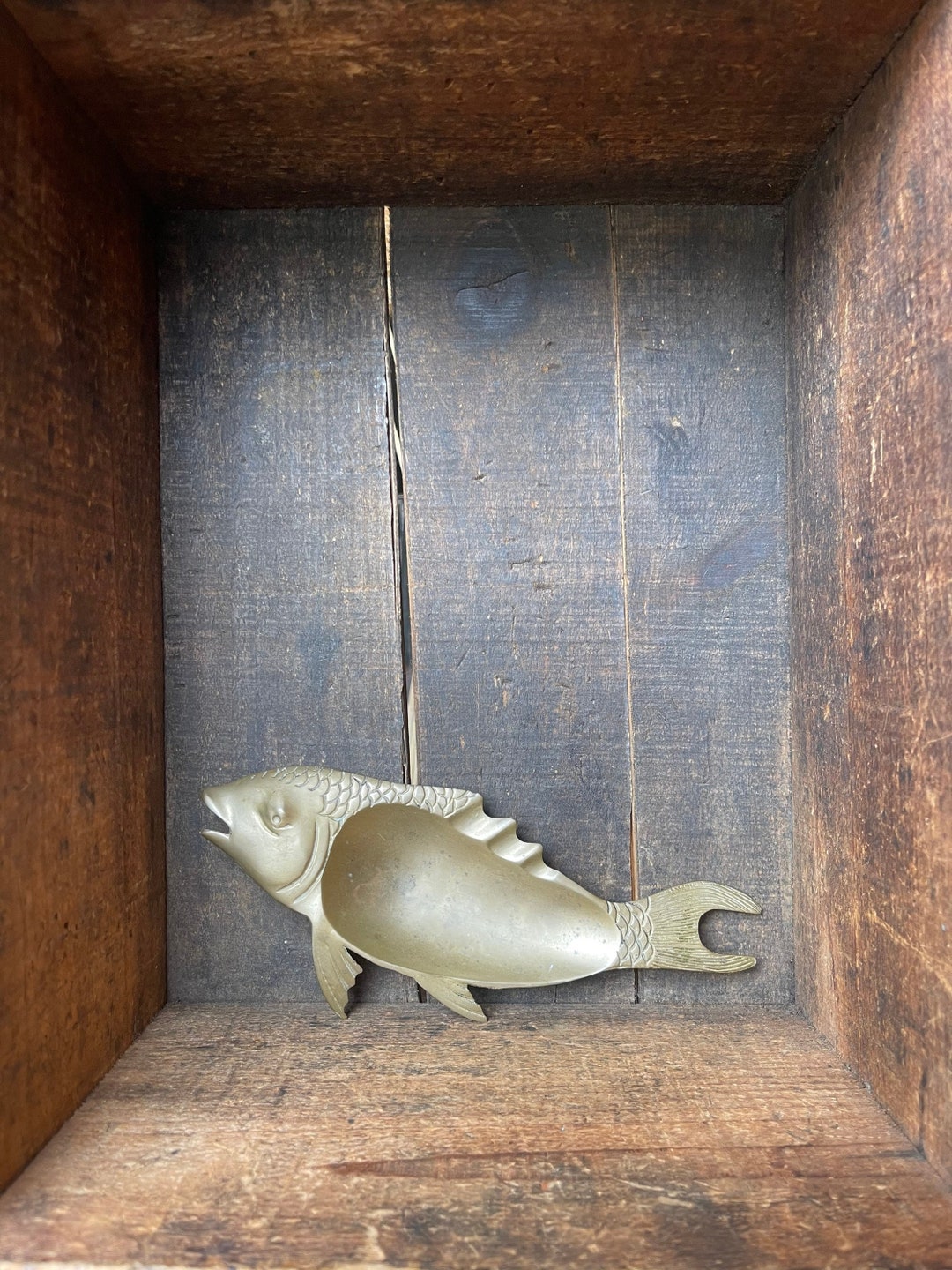 Solid Brass Vintage Koi Fish Ashtray // Rare // Collectable // Taiwan ...
