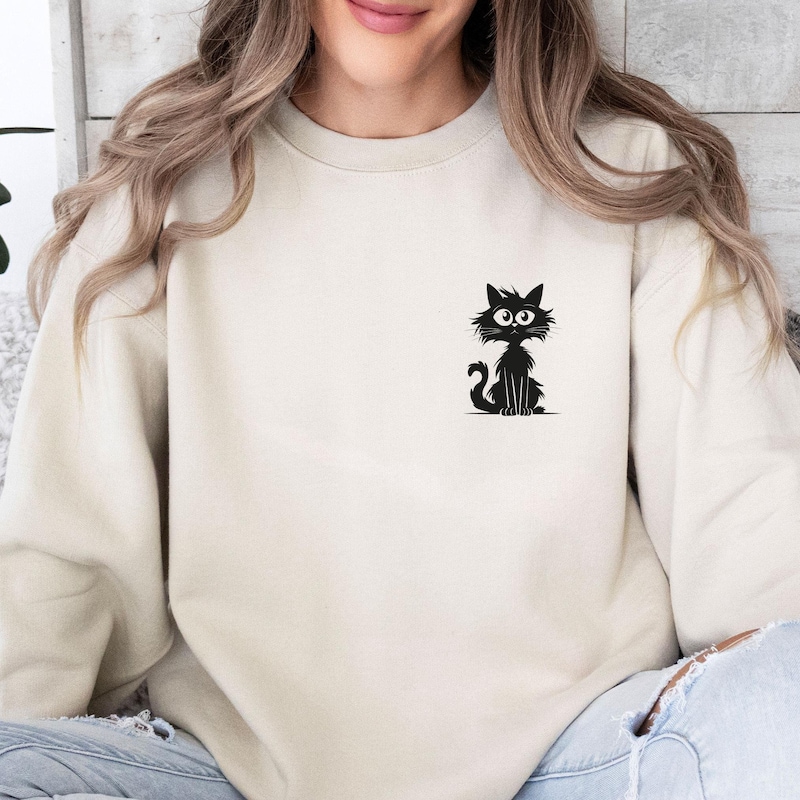 Black Cat Sweater - Etsy
