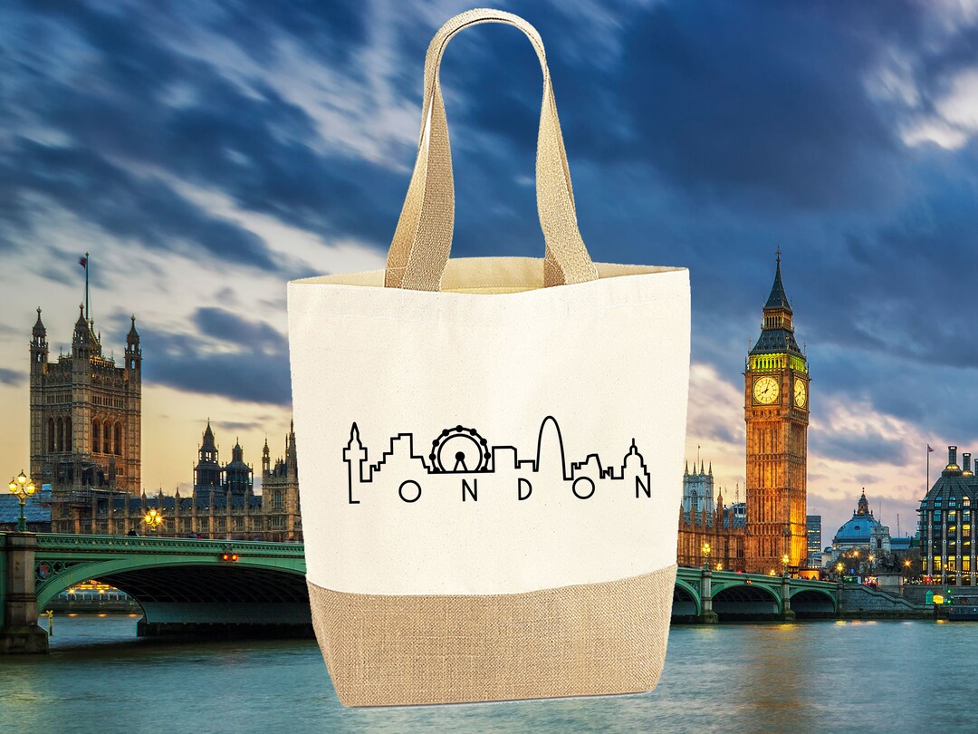London Jute Bag, London Skyline, London Gifts, London Skyline Print ...