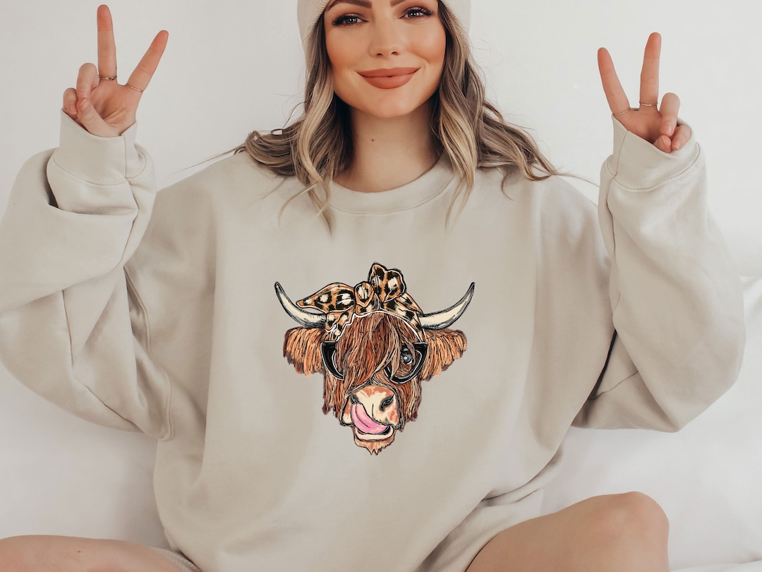 Cow Sweatshirt, Highland Cow Sweater, Cow Lover Gift, Cow Lover Gift ...