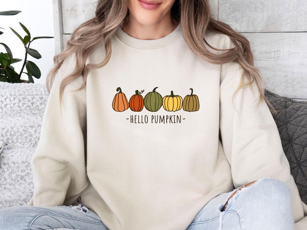Pumpkin Sweatshirt, Halloween Pumpkin Sweater, Autumn Sweatshirt, Hello ...
