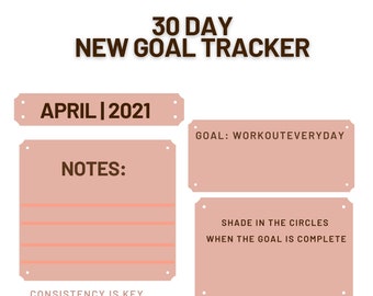 30 Day Goal Tracker Habit Tracker Printable Goal Planner Daily Habit ...
