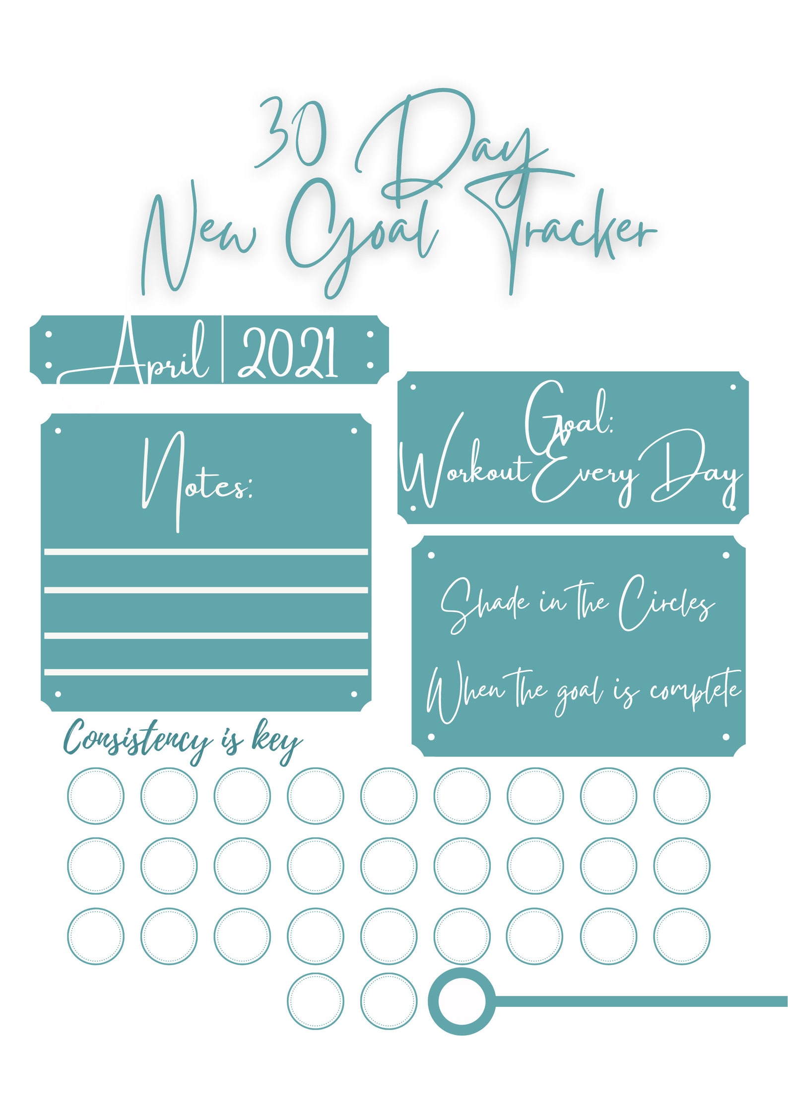30 Day Goal Tracker Habit Tracker Printable Goal Planner Daily Habit ...