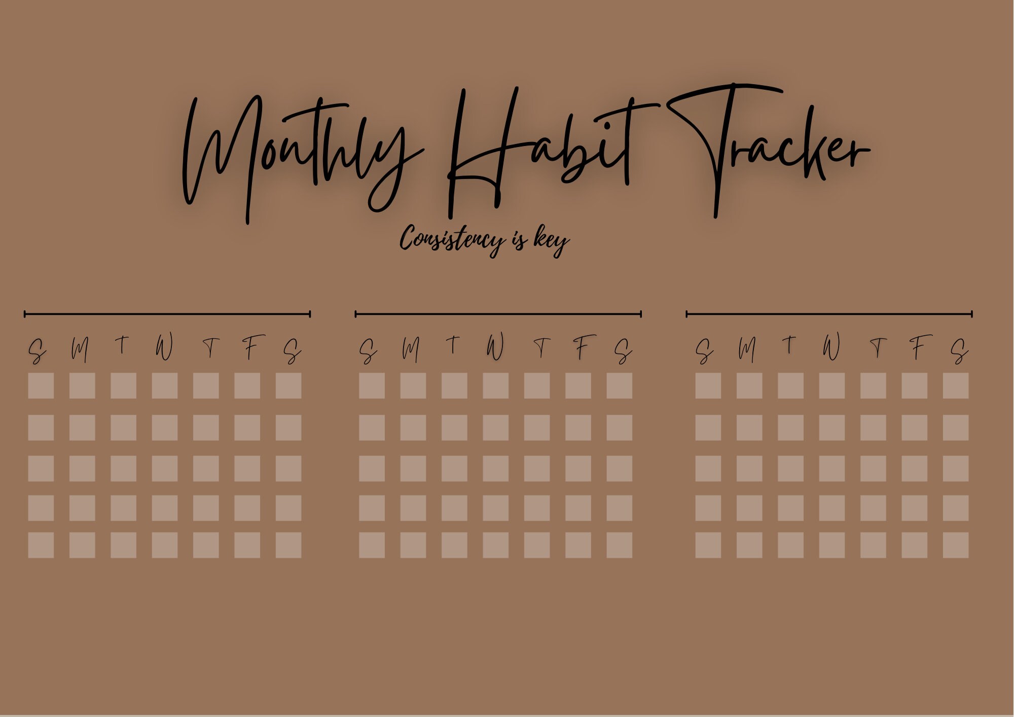 Habit Tracker Printable Square Habit Tracker Goal Planner - Etsy