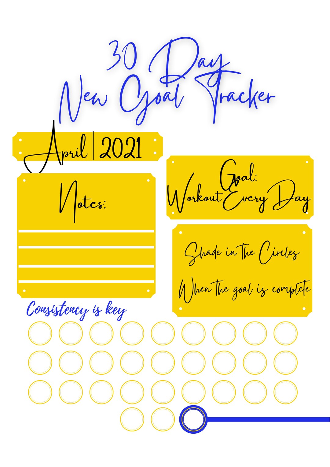 30 Day Goal Tracker Habit Tracker Printable Goal Planner - Etsy