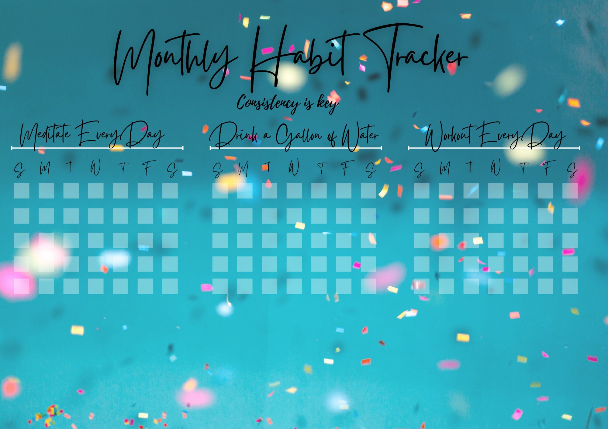 Habit Tracker Printable, Square Habit Tracker| Goal Planner| Daily ...