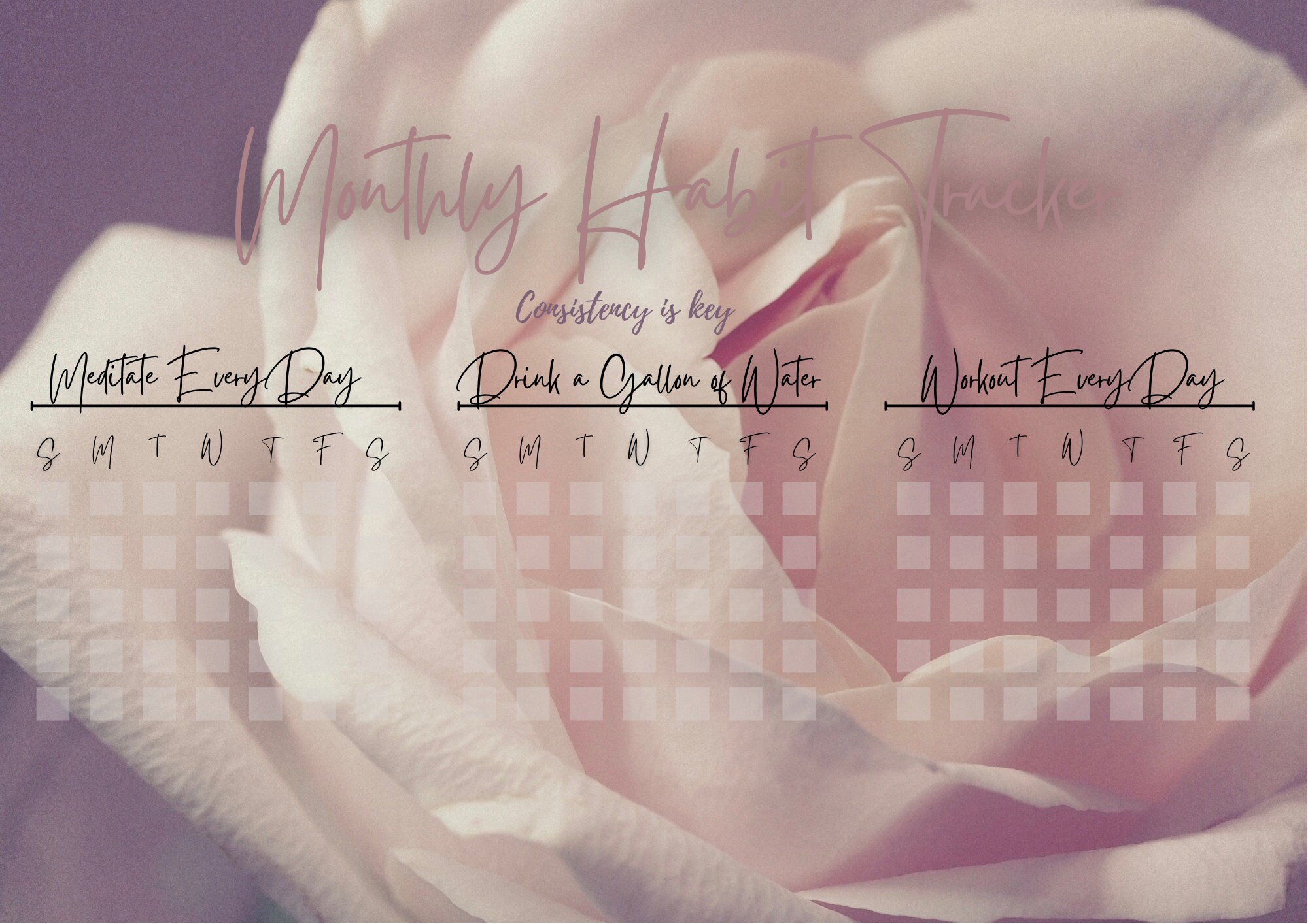 Habit Tracker Printable, Square Habit Tracker| Goal Planner| Daily ...