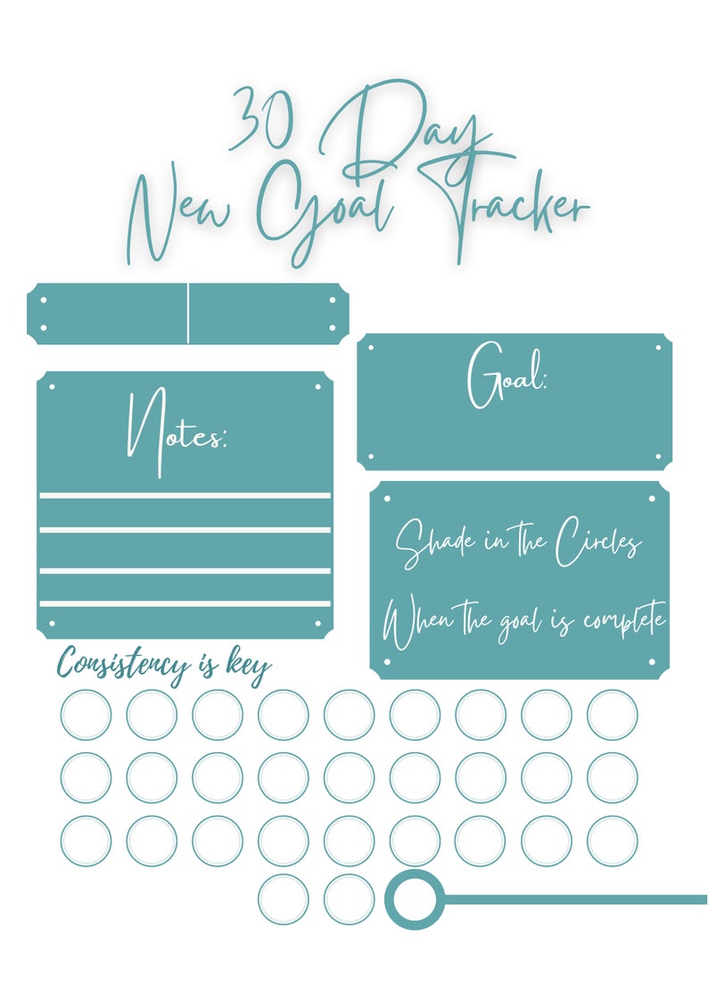 30 Day Goal Tracker Habit Tracker Printable Goal Planner | Etsy
