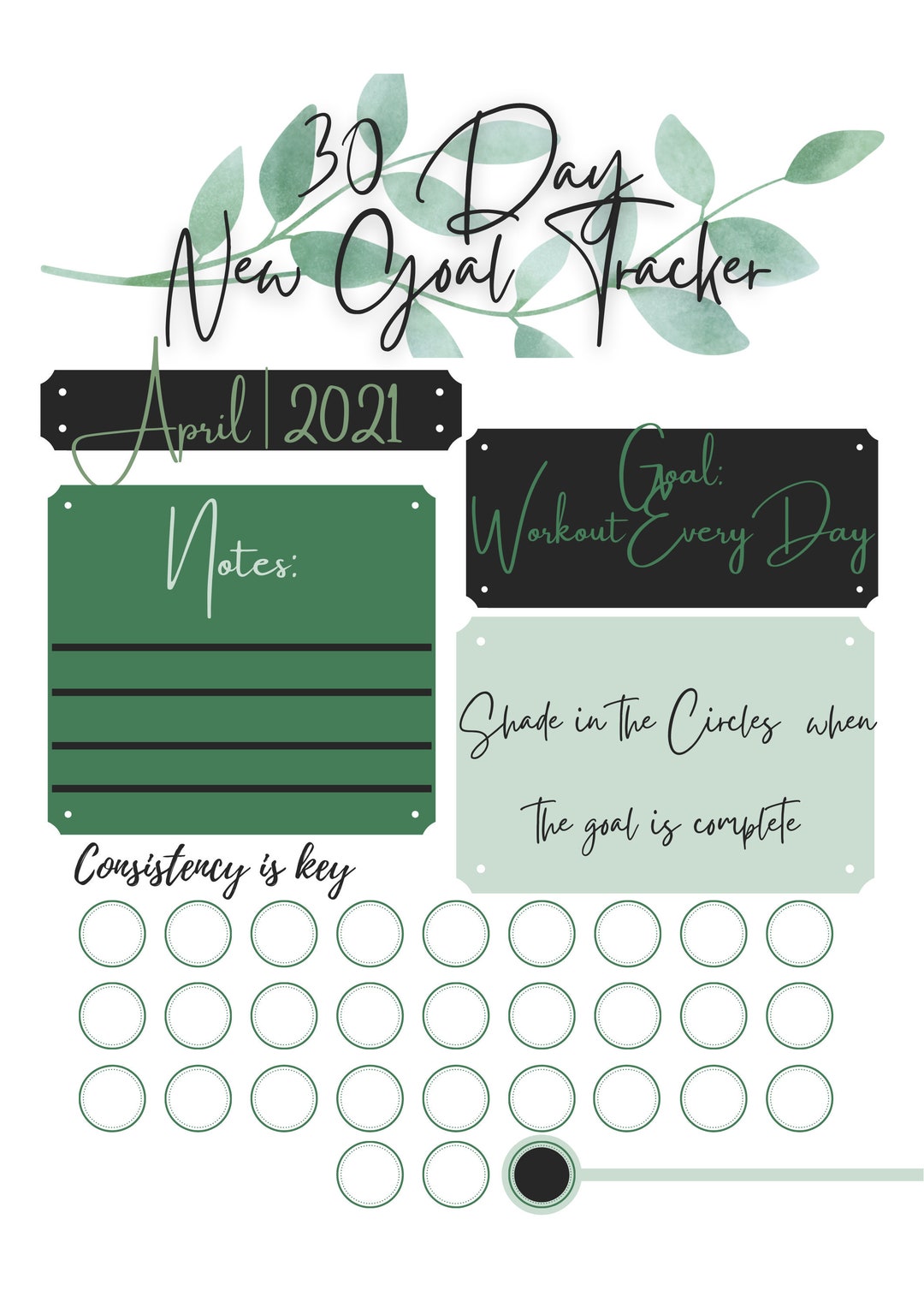 30 Day Goal Tracker Habit Tracker Printable Goal Planner Daily Habit ...