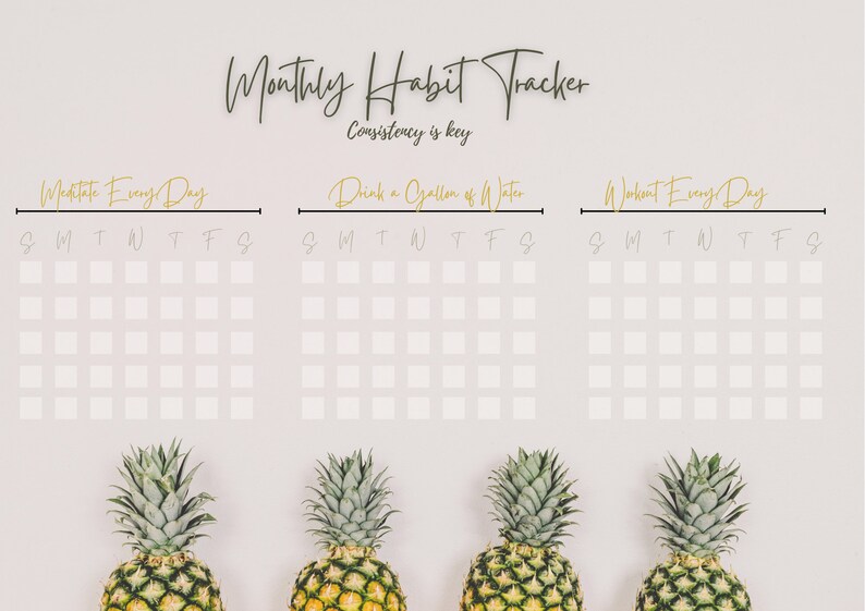 Habit Tracker Printable Square Habit Tracker Goal Planner - Etsy