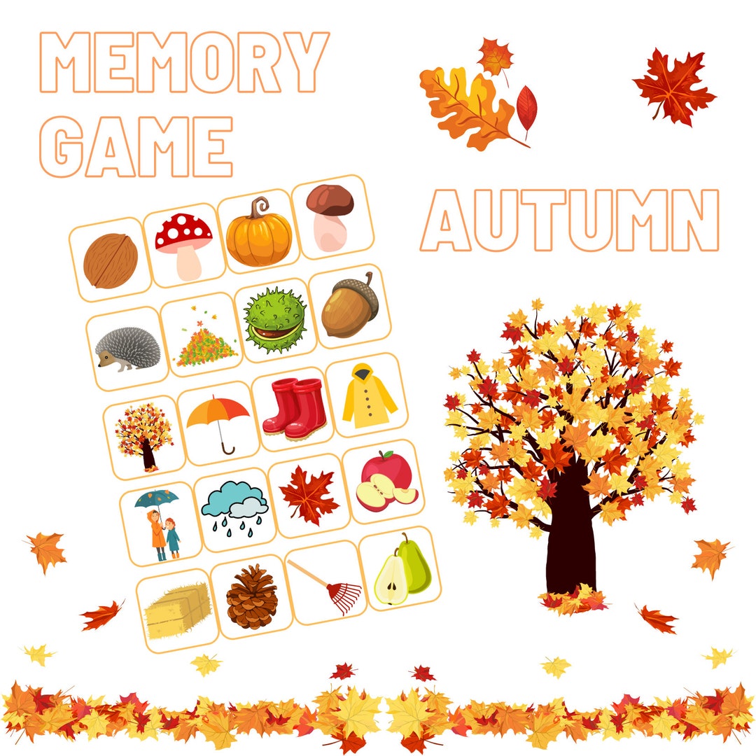 Memory Game Autumn card Game Also Known as Concentration or Pairs - Etsy