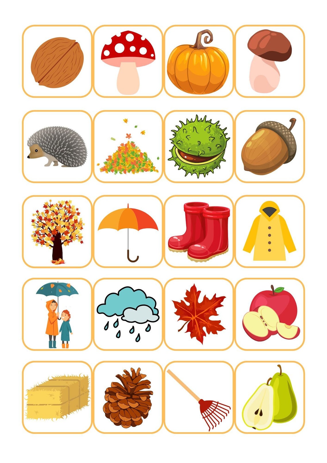 Memory Game Autumn card Game Also Known as Concentration or Pairs ...