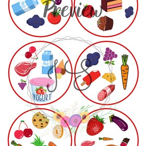 Food - Dobble/spot It Style Game (printable), Game Based on Dobble or ...