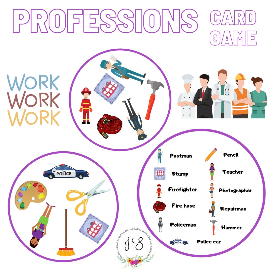 Professions - Dobble/spot It Style Game (printable), Game Based on ...