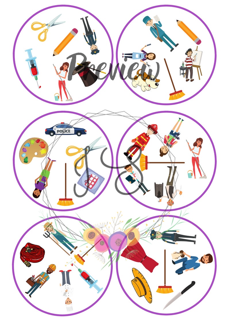 Professions Dobble/spot It Style Game printable, Game Based on Dobble ...