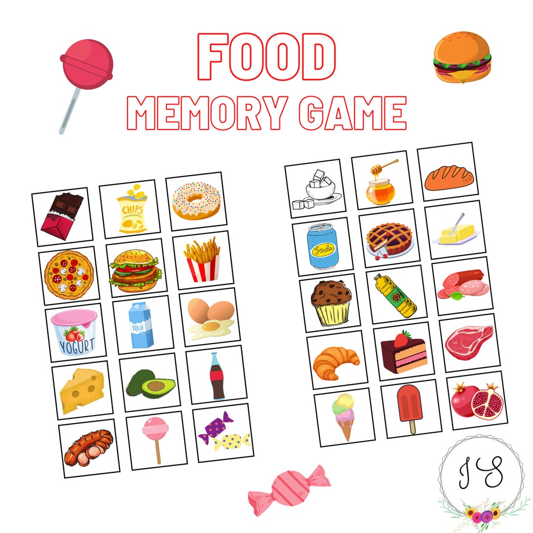 Memory Game - Food (card Game Also Known as Concentration or Pairs) - Etsy